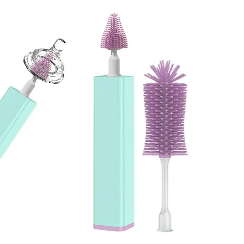 Silicone-Bottle-Cleaning-Brush-360-Degree-Rotation-Baby-Pacifier-Nipple ...