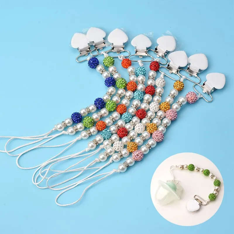 Baby-Pacifier-Clip-Chain-Bling-Crystal-Pearl-Beads-Pacifier-Holder-Clip ...