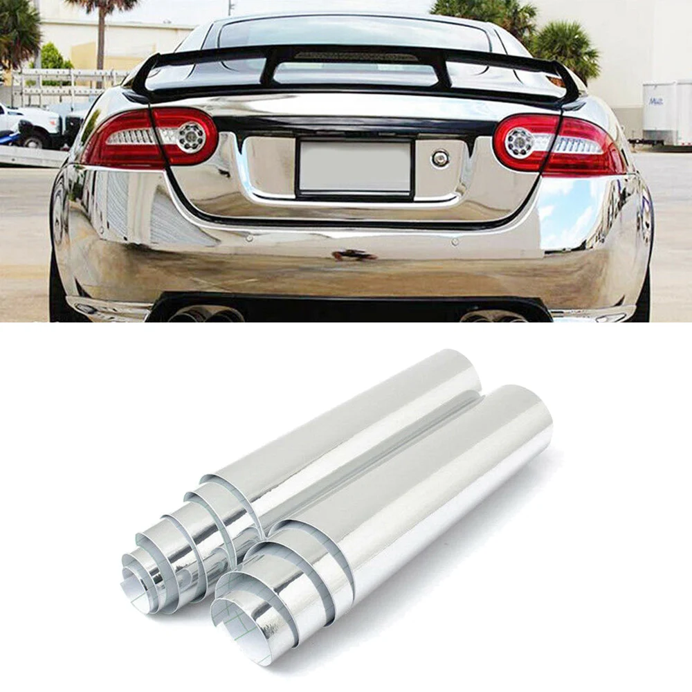 Silver Chrome Car Sticker Mirror Vinyl Wrap Film Decal Waterproof ...