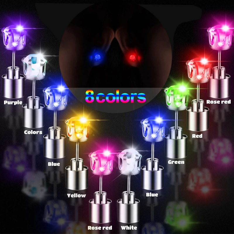 Colorful Light Up LED Bling Stud Earrings Flash Zircon Ear Stud Earring ...