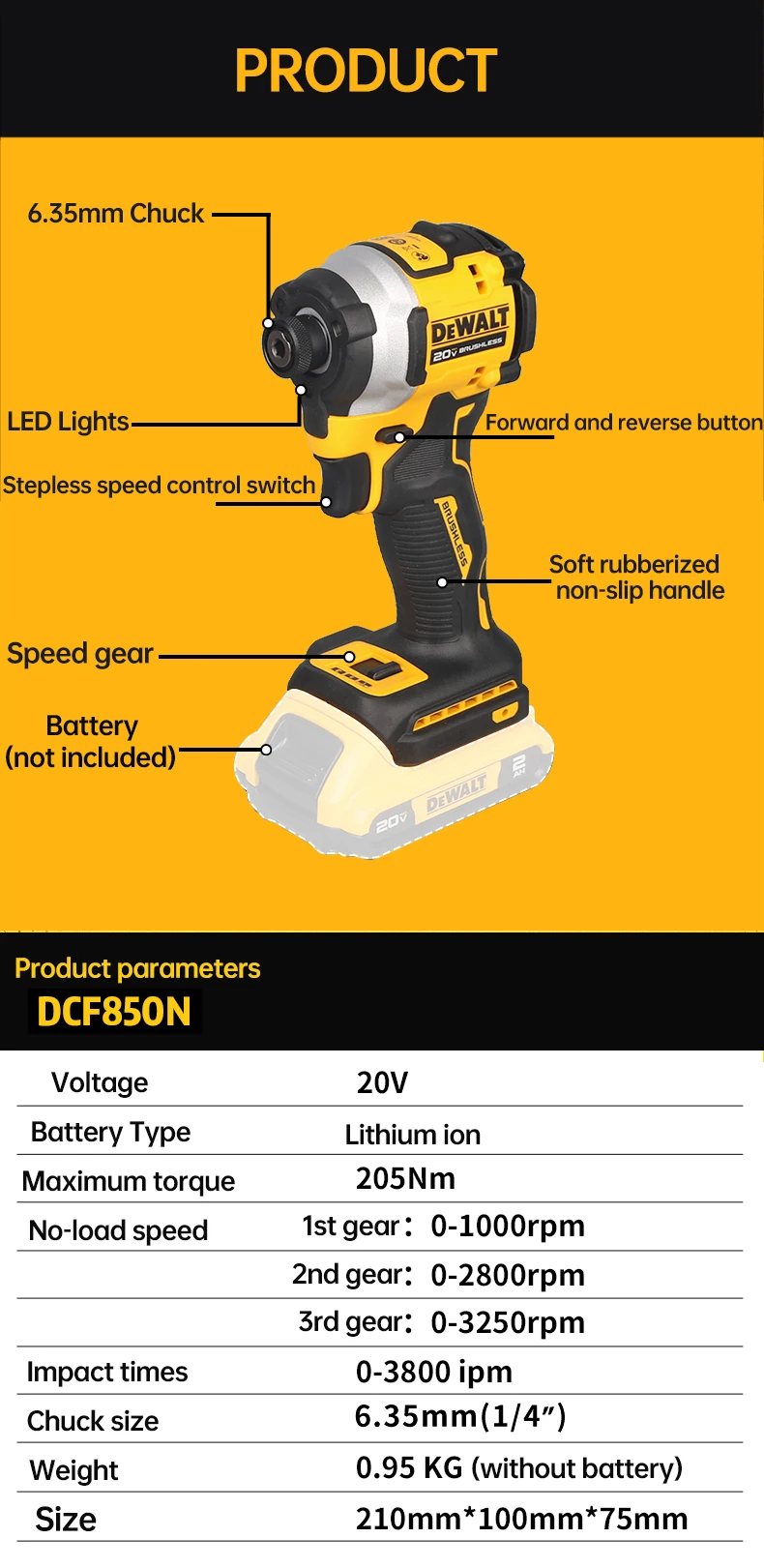 Аккумуляторный ударный шуруповерт DEWALT DCF850 DCF887 20V | AliExpress