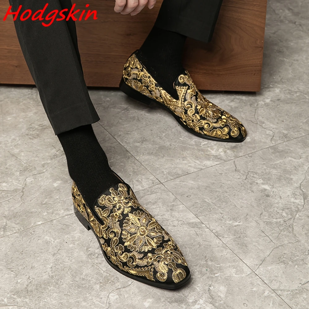 Gold-Flower-Embroidery-Shoes-for-Men-Pointed-Toe-Slip-On-Mixed-Colors ...