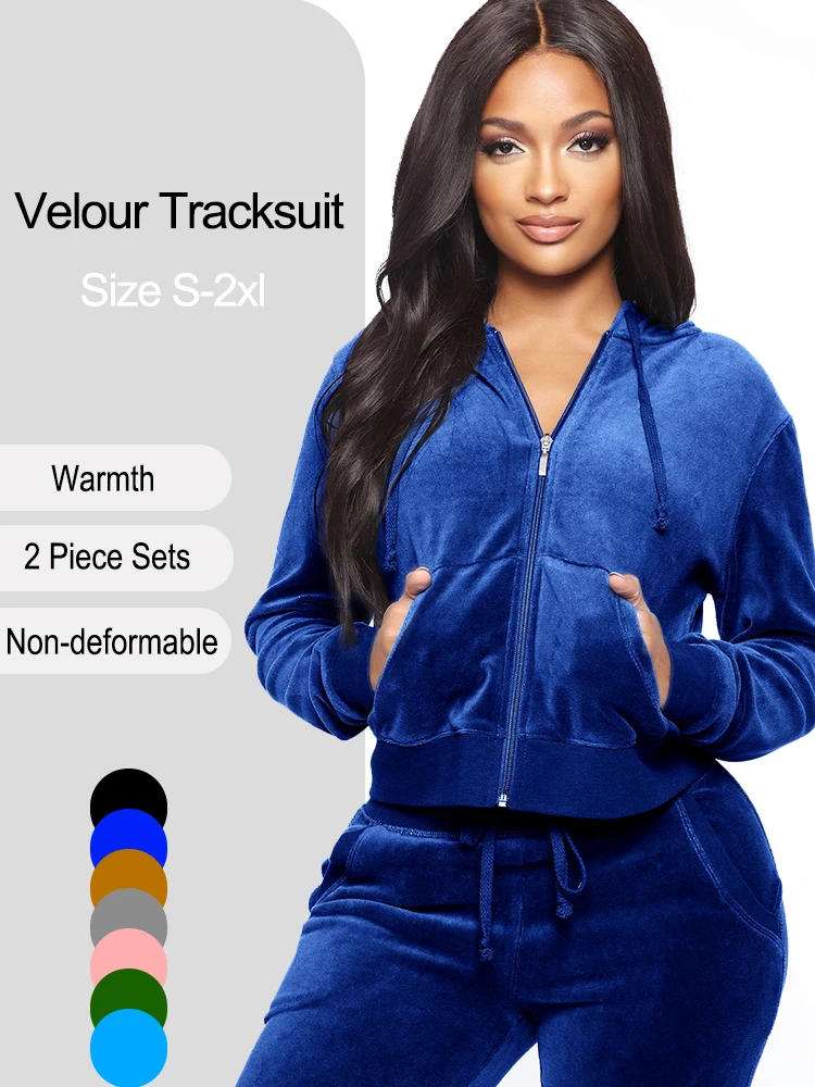 Track-Suits-For-Women-Set-Sweatsuits-2-Piece-Velour-Tracksuit-Jogging ...