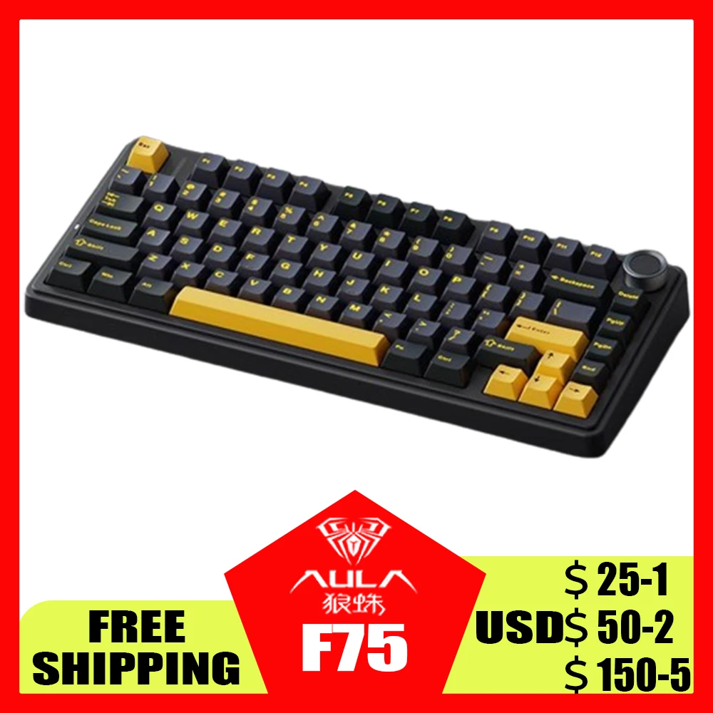 AULA-F75-Mechanical-Keyboard-2-4G-Wireless-Bluetooth-Customized-RGB-75 ...