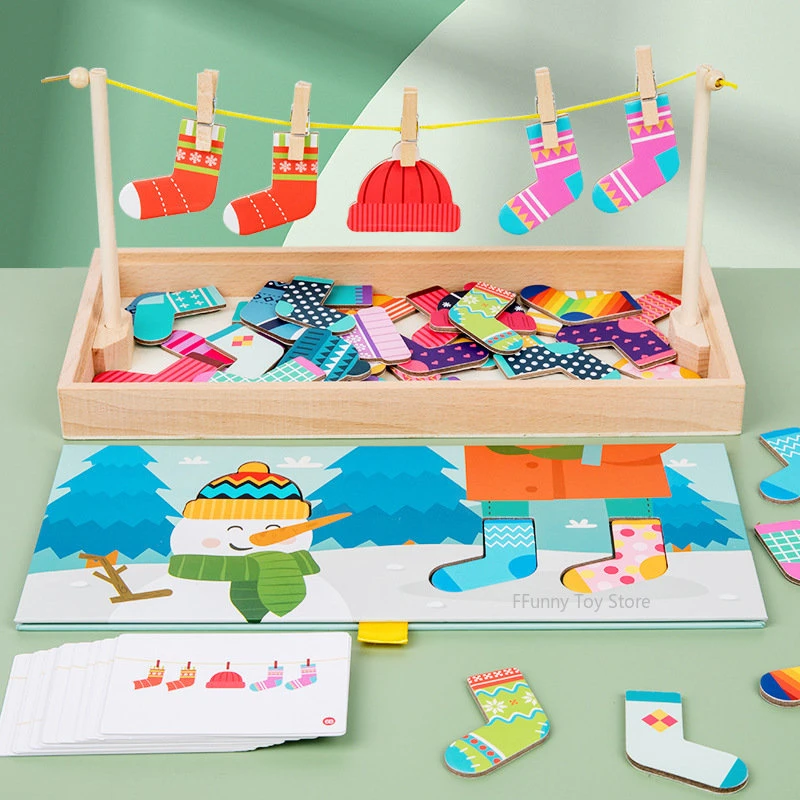 Drying Rack Clothes Dress Up Jigsaw Puzzle Logical Thinking Matching ...