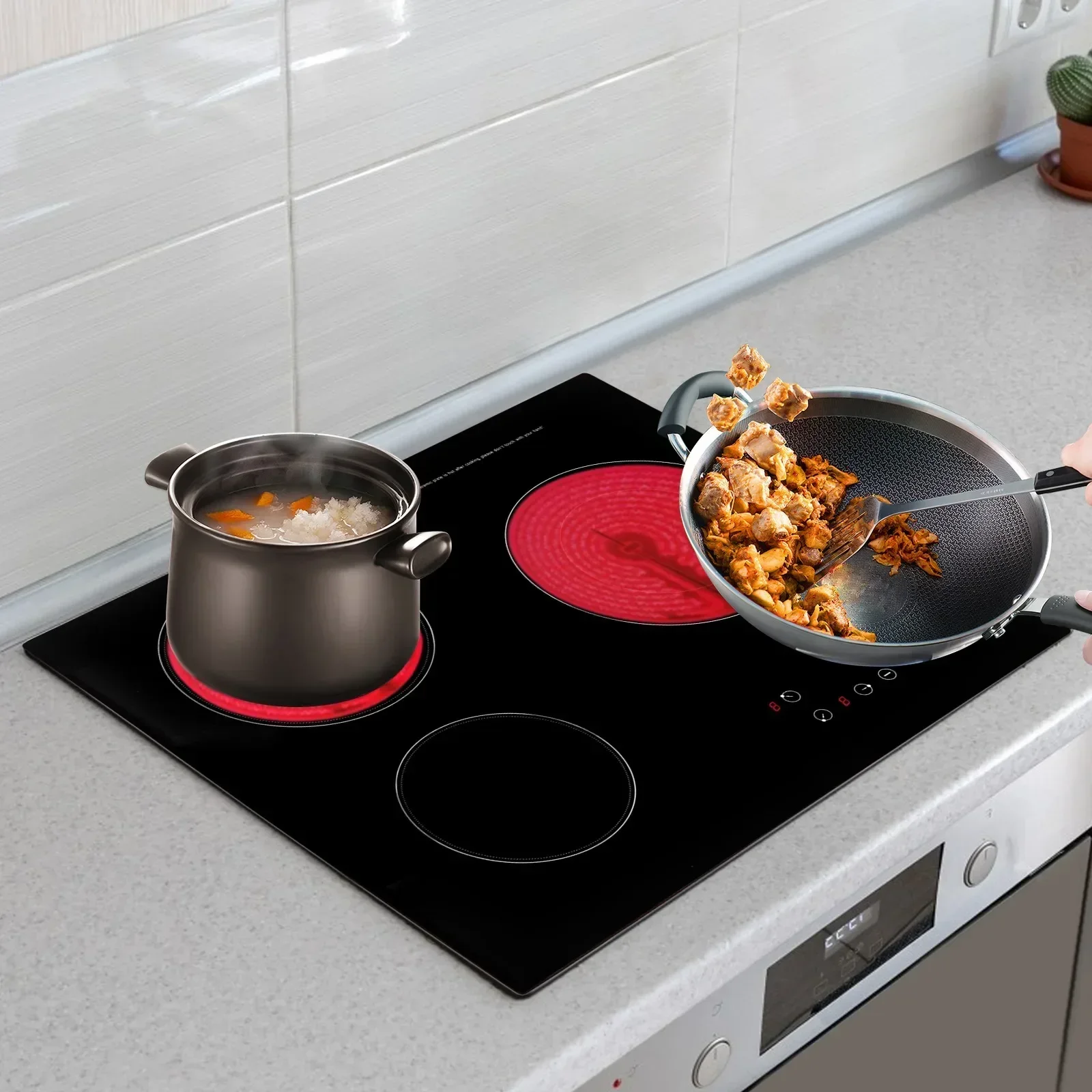 2600W Electric Ceramic Stove Portable 3-Burner Built-In Gas Cooker ...