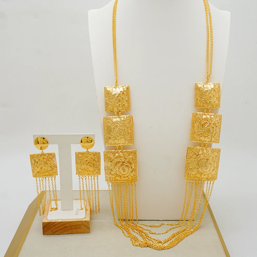 Fashion Gold Color Ethiopian Jewelry Set Bride Dubai Jewelry Set ...