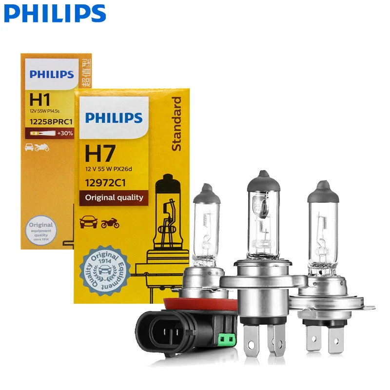 1X Philips H4 H7 H11 Vision Original Car Head Light H1 H3 H8 H9 9005 ...