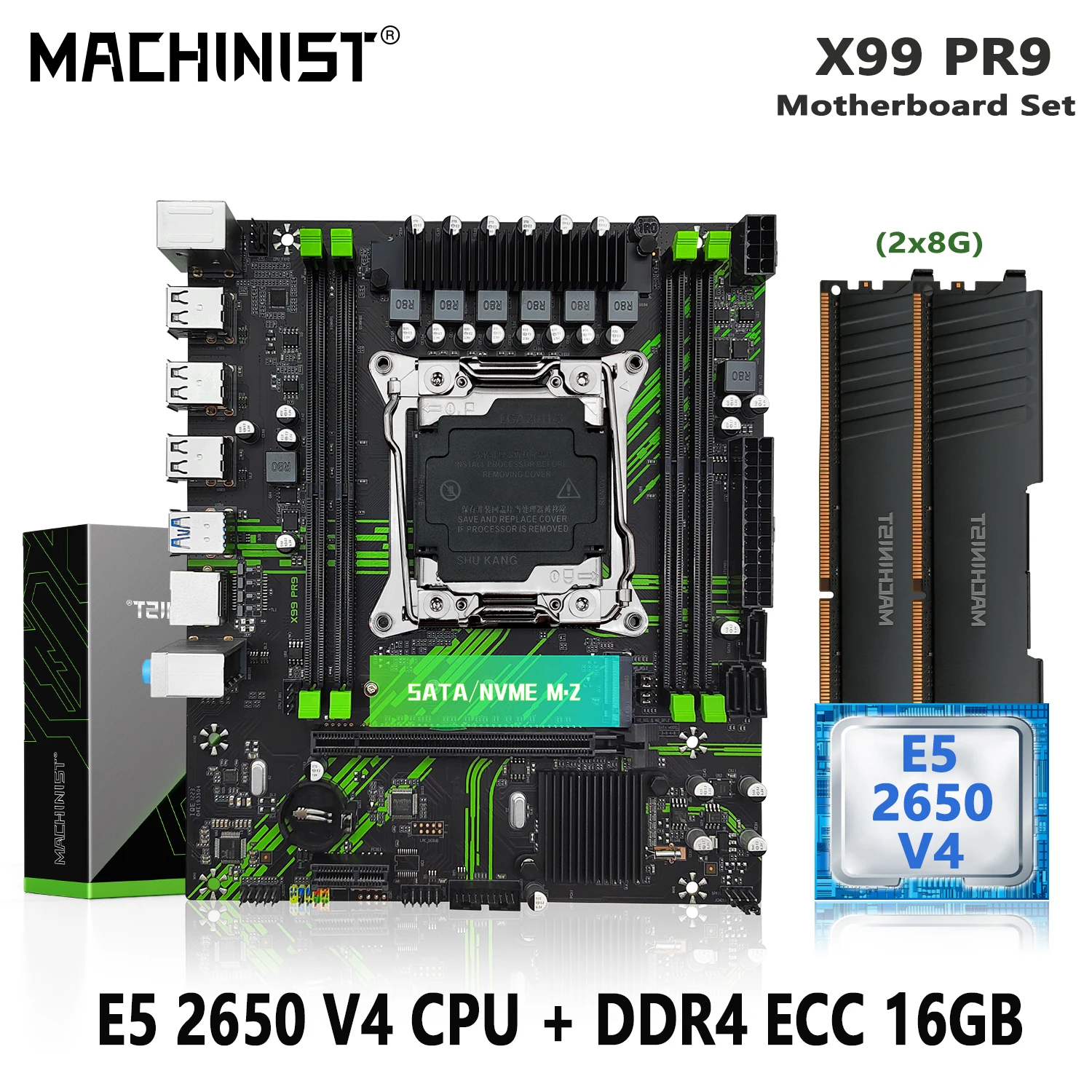 MACHINIST-Conjunto de Motherboard, Processador CPU, Kit LGA 2011-3 ...