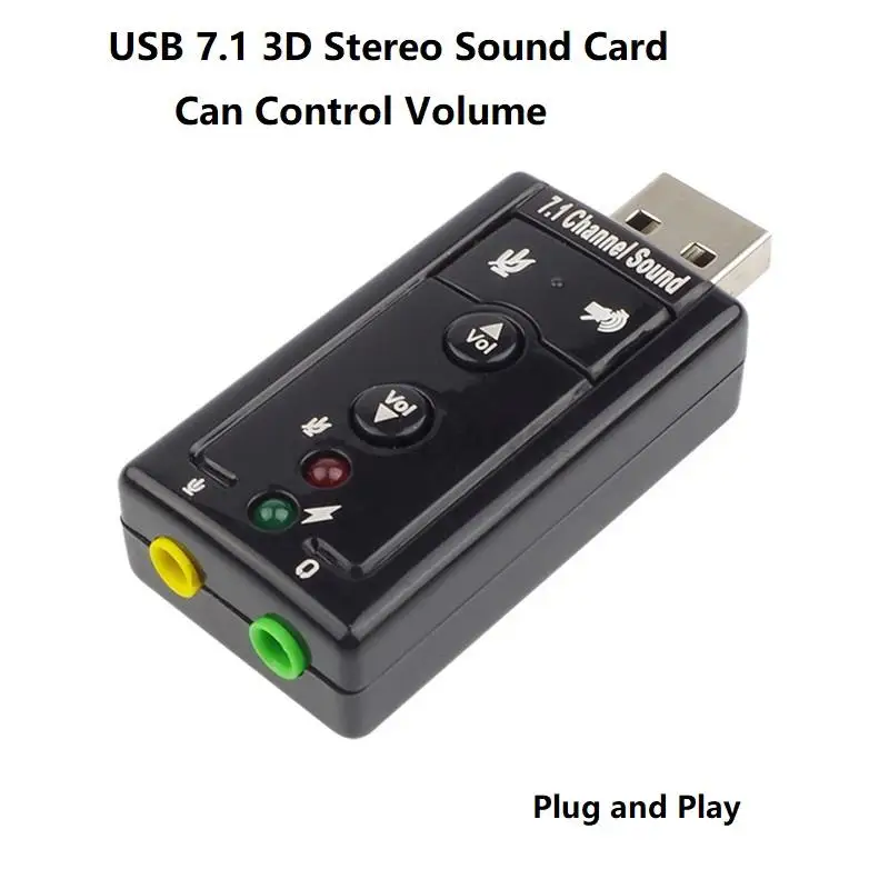 External USB 7.1 Sound Card Virtual USB 3D Stereo Audio Adapter with 3. ...