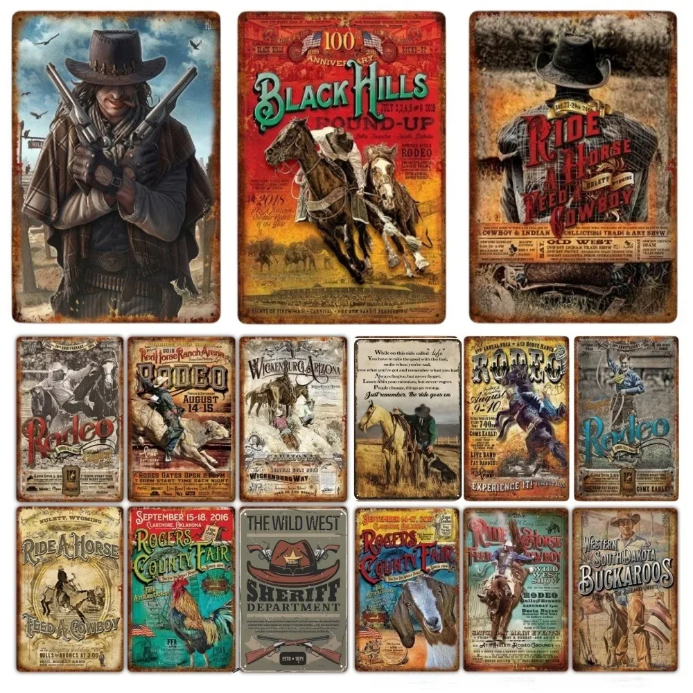 New Metal Tin Sign Poster West Cowboy Metal Plaque Poster Decor for Bar ...