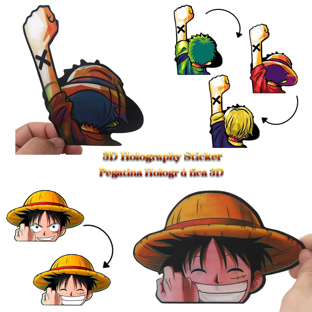 ONE PIECE Monkey D Luffy Moving Adhesive Waterproof Peeker 3D ...