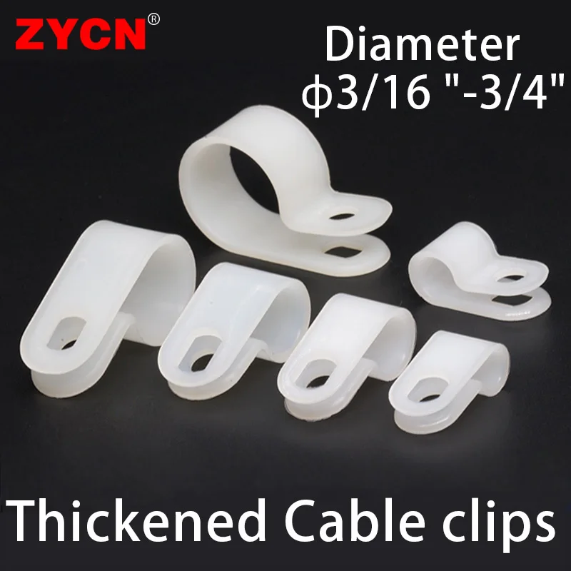 100PCS Cable Clips CC-0/1 Thickened Wire Fixing Clip Nylon Clamp 1/4 ...