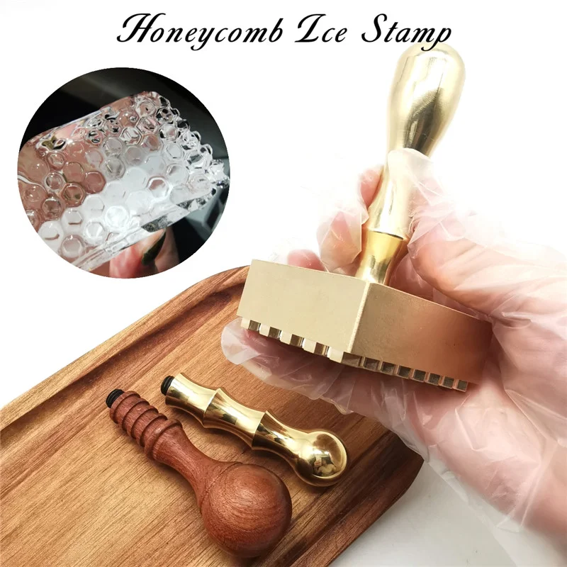 Honeycomb-Design-Bar-Ice-Stamp-Brass-Emboss-Stamper-Stamping-Cocktails ...