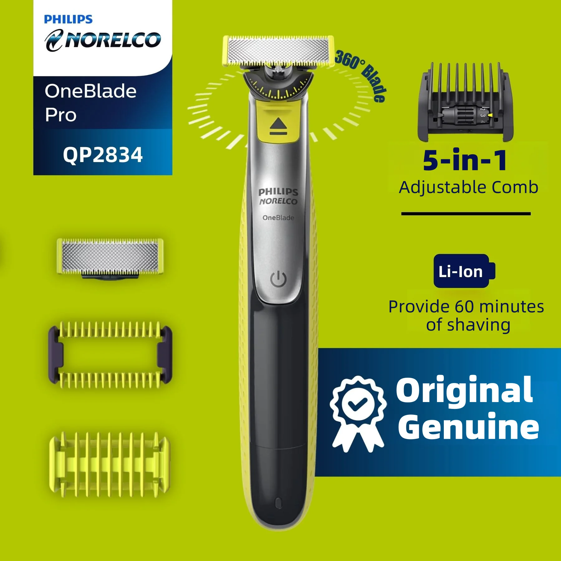 Philips-Norelco-One-Blade-360-QP2834-Wet-Dry-with-2-Replacement-Blades ...