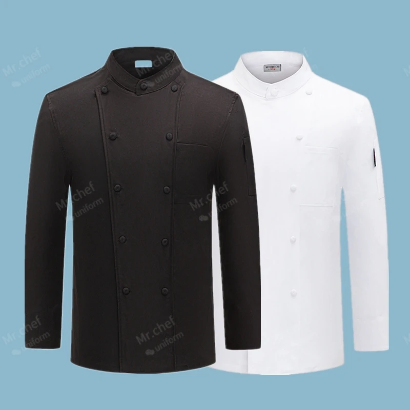 Chaqueta-de-chef-blanca-abrigo-de-chef-de-manga-larga-uniforme-de-Hotel ...