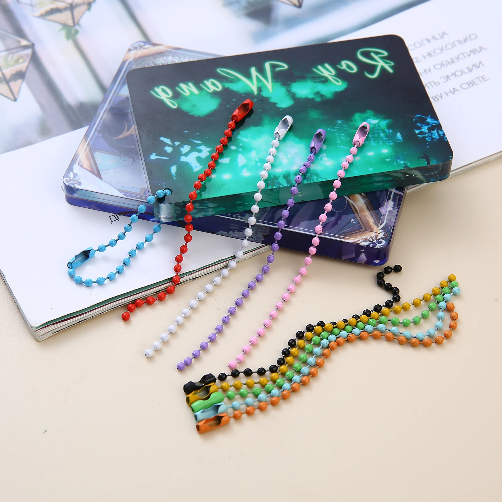 20-50-100-200-pcs-10cm-Colorful-Ball-Bead-Chain-Fits-KeyRing-Hand-Tag ...