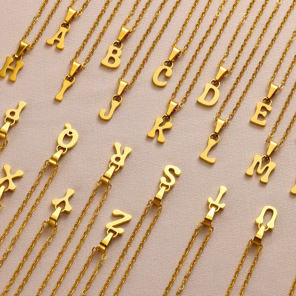 A-Z-26-Initials-Name-Necklace-For-Women-Pendant-Letter-Alphabets ...
