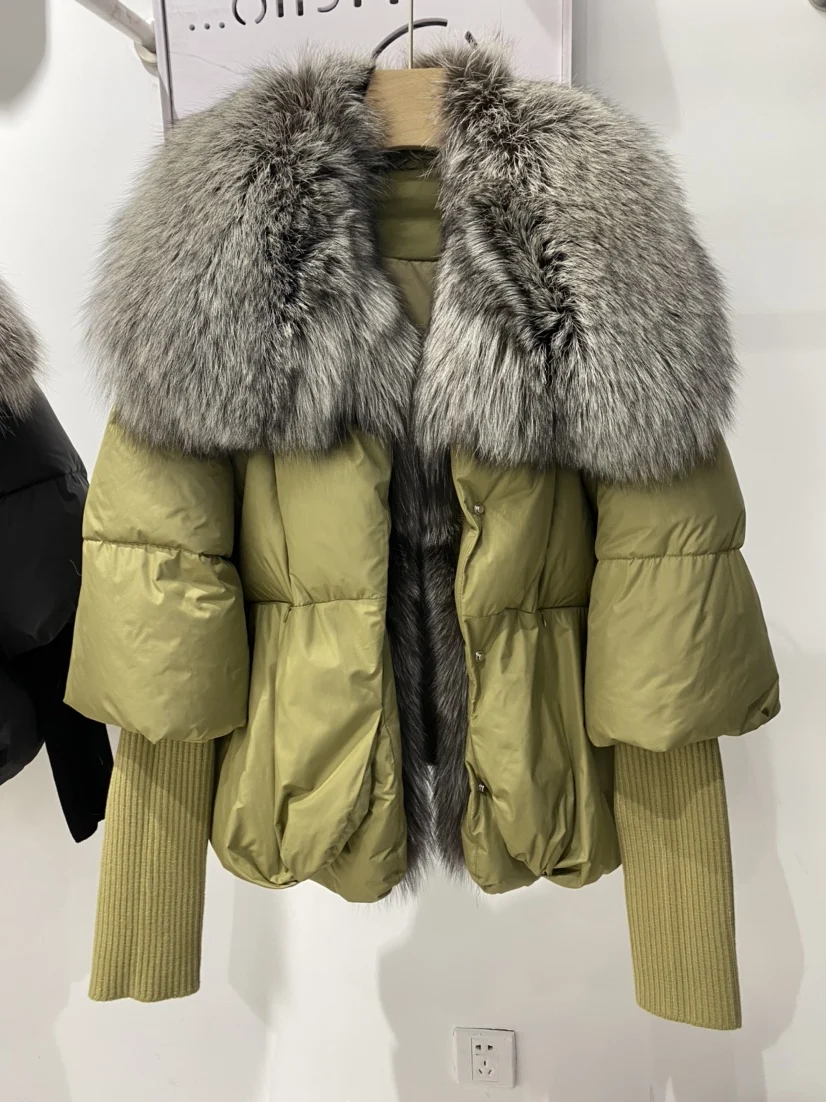 2022 Winter Real Fox Fur Collar White Duck Down Padded Down Jacket ...