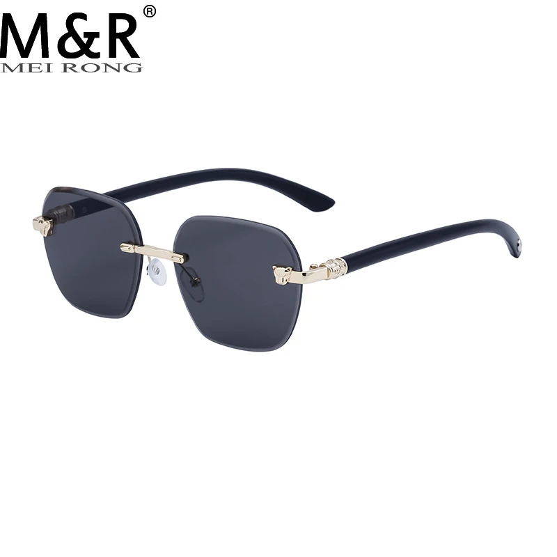 2024-Fashion-Men-s-Square-Sunglasse-Personalized-Metal-Imitation-Wood ...