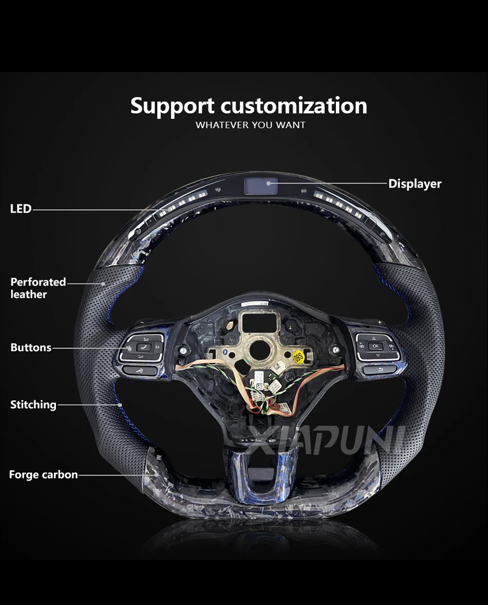 Steering Wheel Fit For VW Golf 6 MK6 Scirocco R GTI GTS Polo 2008-2014 ...