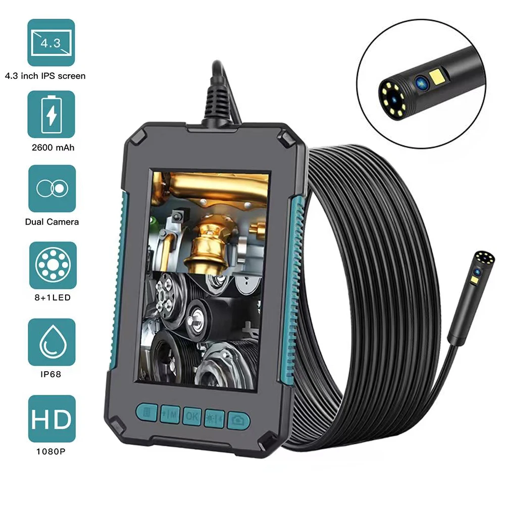 P40 Industrial Endoscope Camera 1080P 4.3"IPS 8mm Single&Dual Borescope ...