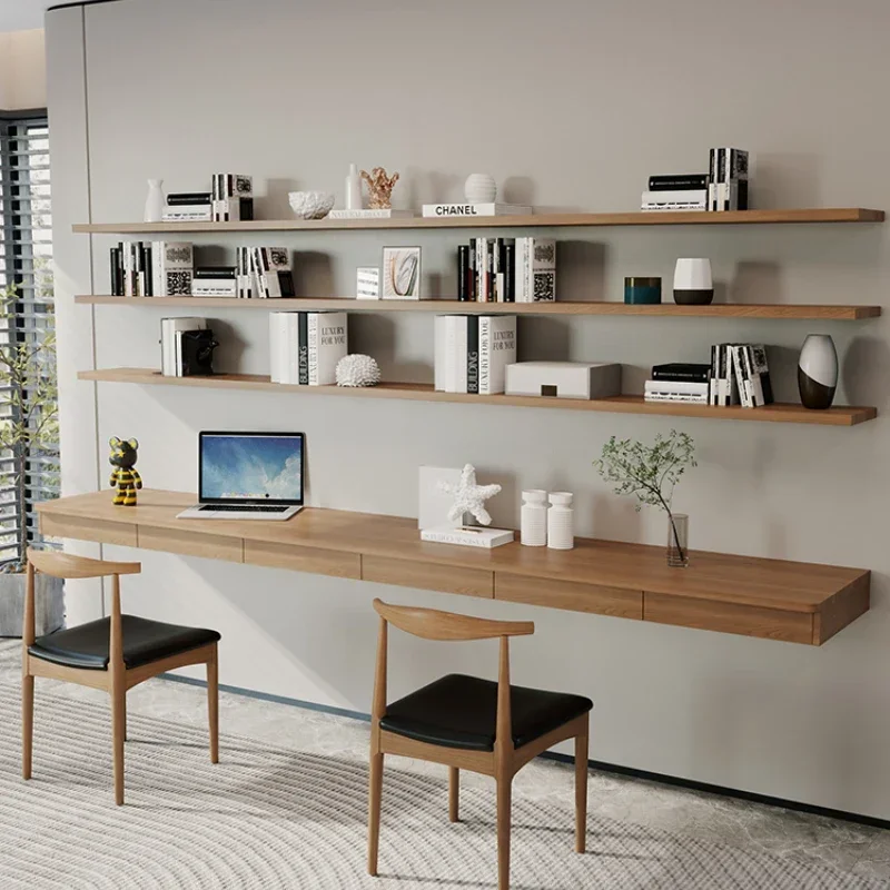 Simple-Style-Wall-Mounted-Hanging-Desk-Bookshelf-Combination-Log ...