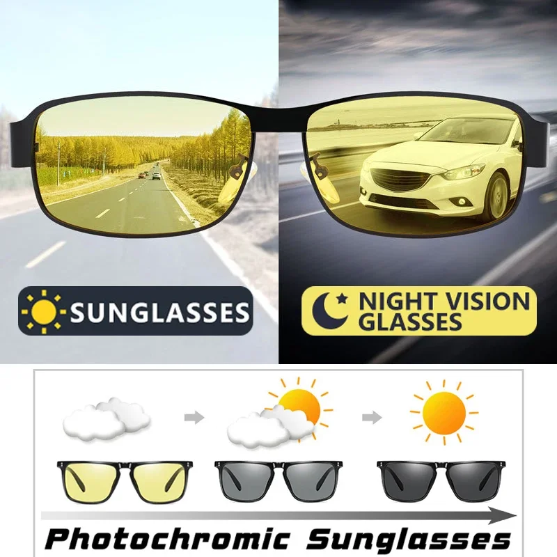 Photochromic Sunglasses Men Polarized Driving Chameleon Glasses Male ...