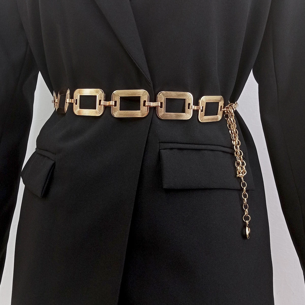 Fashion Gold Chain Belt Female Waist Adjustable Punk Silver Metal Belts ...
