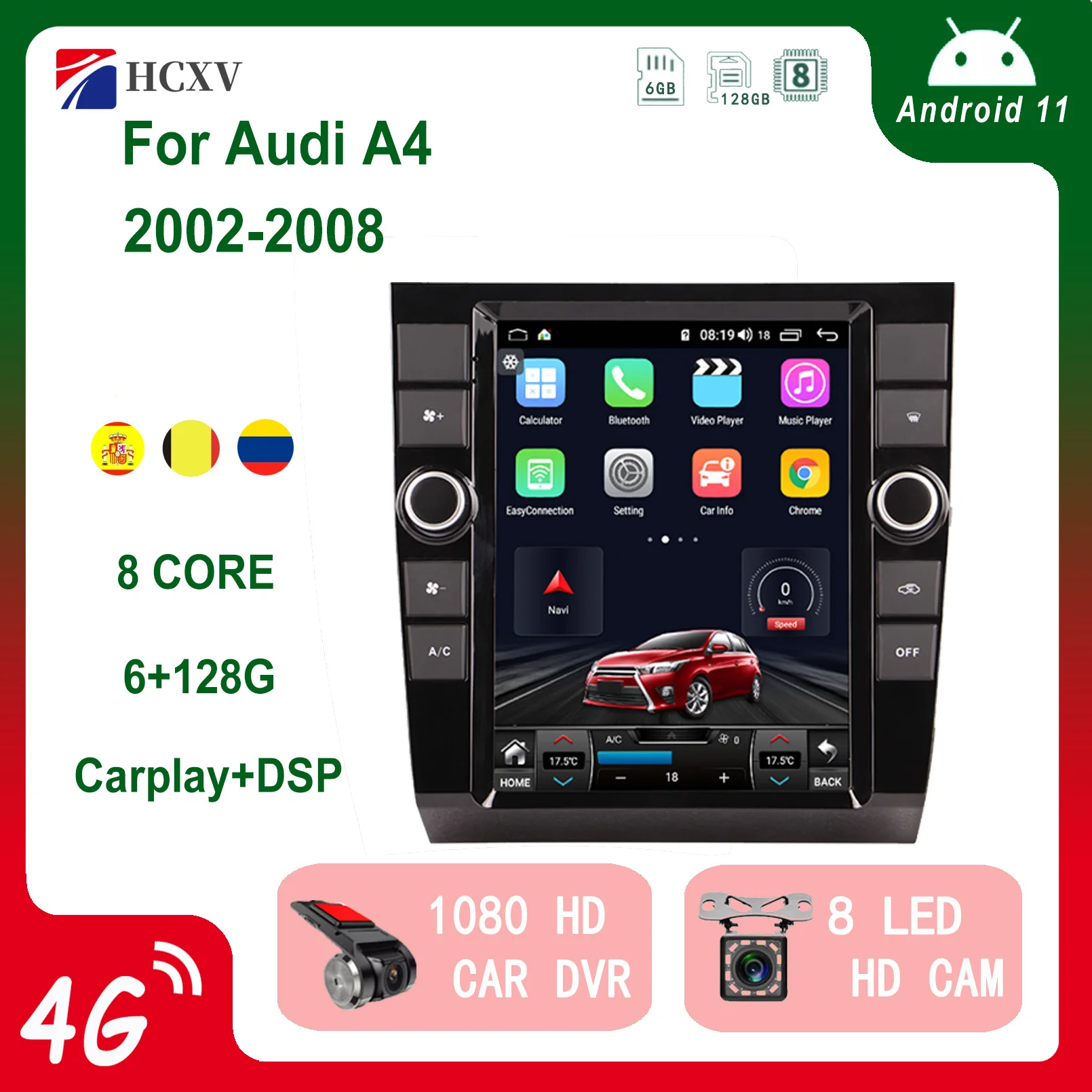 Tesla Style Vertical Screen Android 11.0 For Audi A4 9.7 Inch Car ...