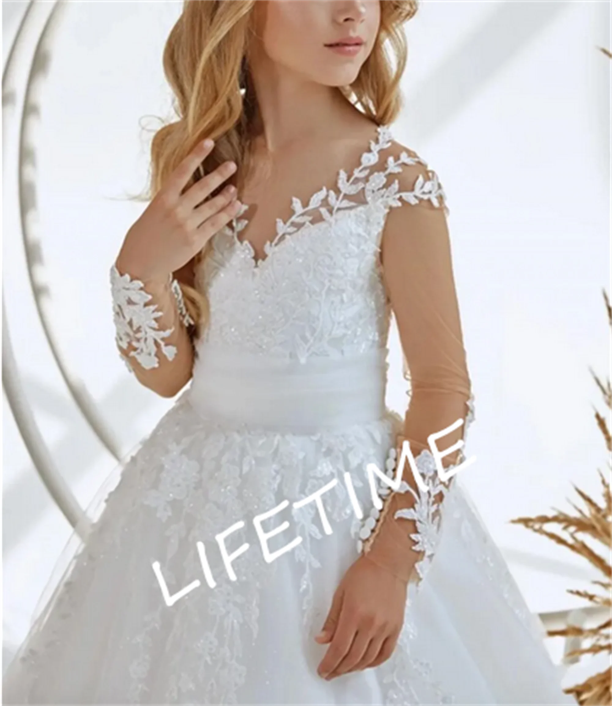 Elegant-A-Line-Flower-Girls-Dresses-for-Weddings-Lace-Tulle-Corset-Back ...