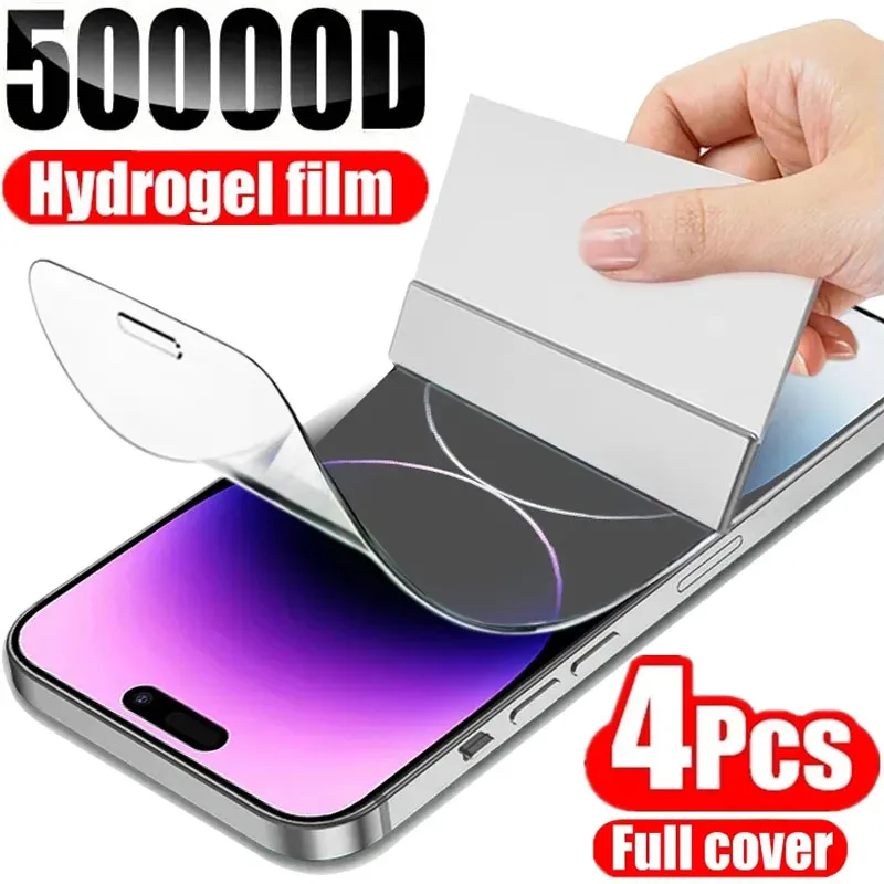 4Pcs-Hydrogel-Film-Full-Cover-For-iPhone-11-12-13-14-Pro-Max-mini ...