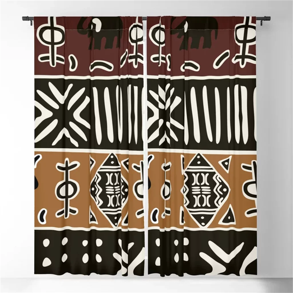 3D-African-Kuba-Congo-Mud-Cloth-Elephant-Mali-Sunshade-Curtains-2 ...