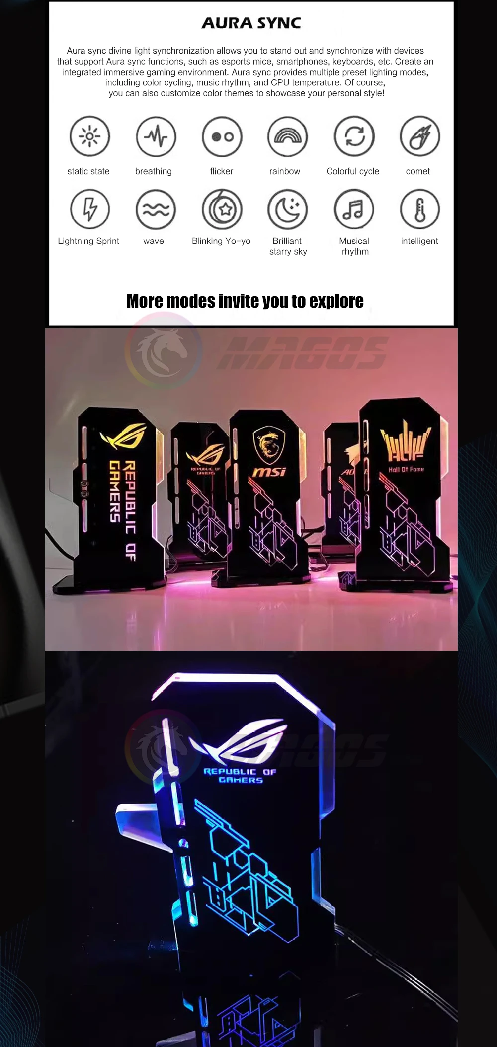 4090 GPU Holder Jack Support 40 Series VGA Bracket RGB Flow MSI AORUS ...