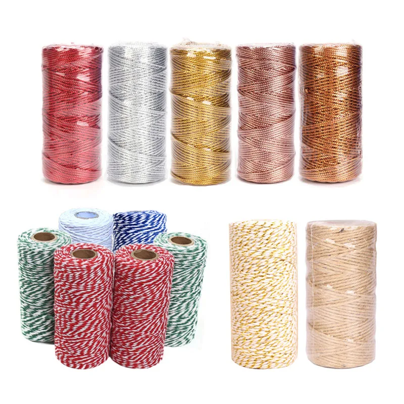 100m Rolle Polyester Baumwolle Seil Jute Kabel Metallic Garn Schnur ...