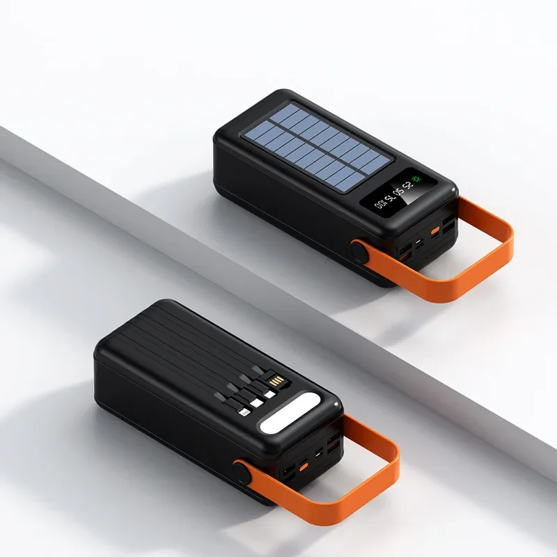 Outdoor large-capacity self-contained cable, solar power bank 50000 mAh ...