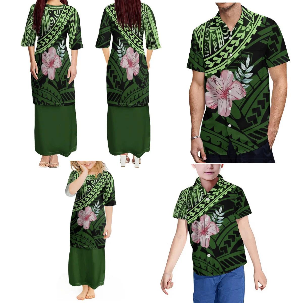 Support Custom Art Print Family Set Polynesian Islands Samoan Ladies ...