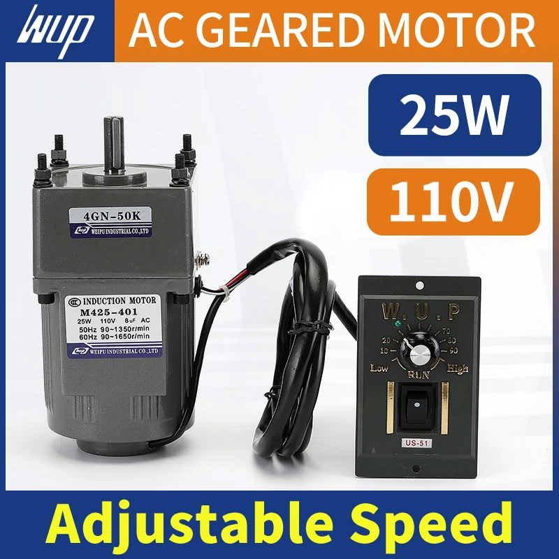 25W-110V-7RPM-450RPM-AC-Gear-Reducer-Motor-Single-Phase-M425-401 ...