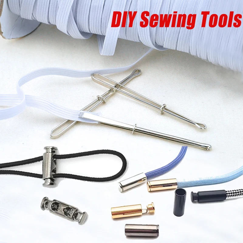 Sewing DIY Tools Stainless Steel Garment Clips Rope Threader Metal Cord ...