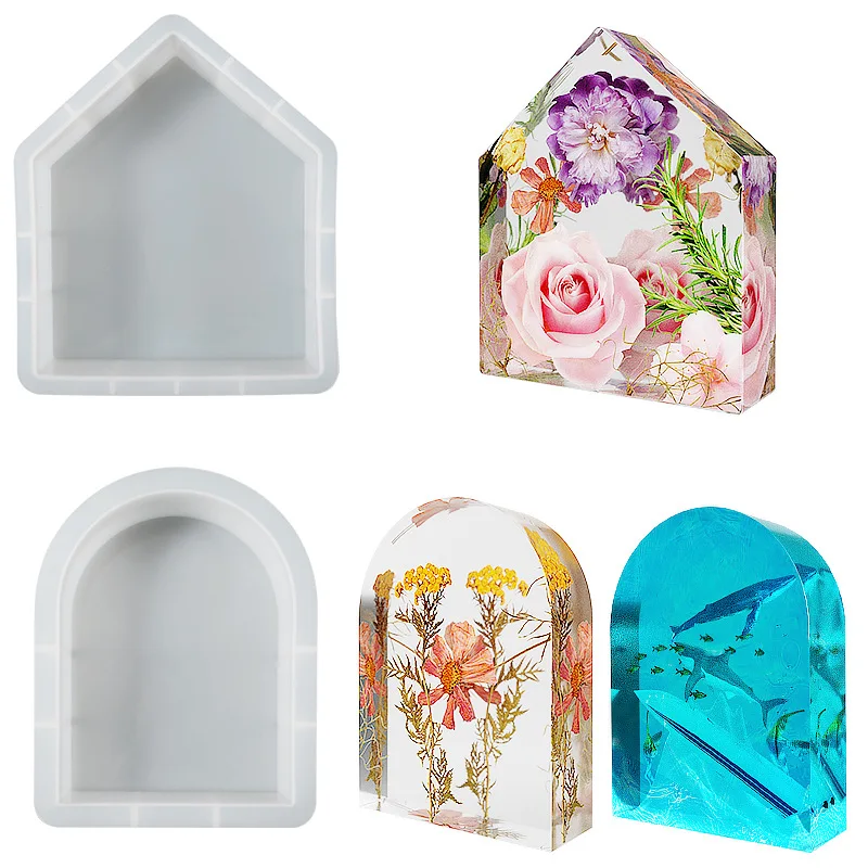 Geometry Large Cube Resin Mold Specimen House Arch Ornament Silicone ...