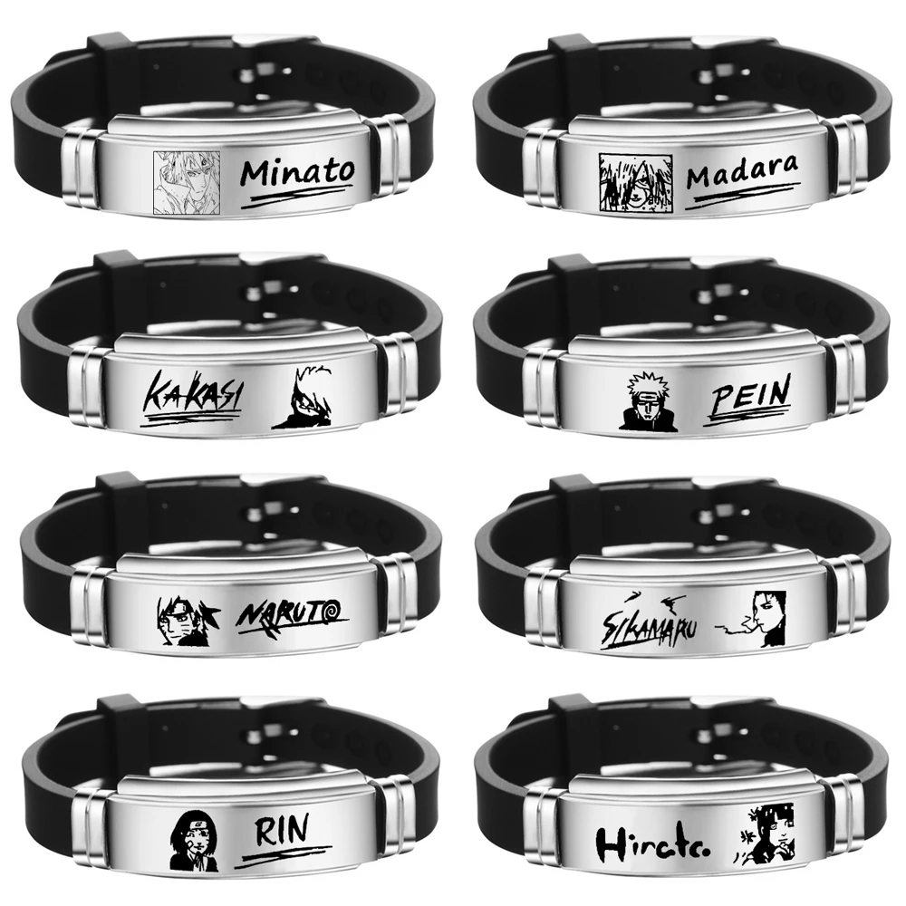 Anime-Bracelet-PEIN-KAKASI-ITACHI-Silicone-Bracelet-Stainless-Steel ...