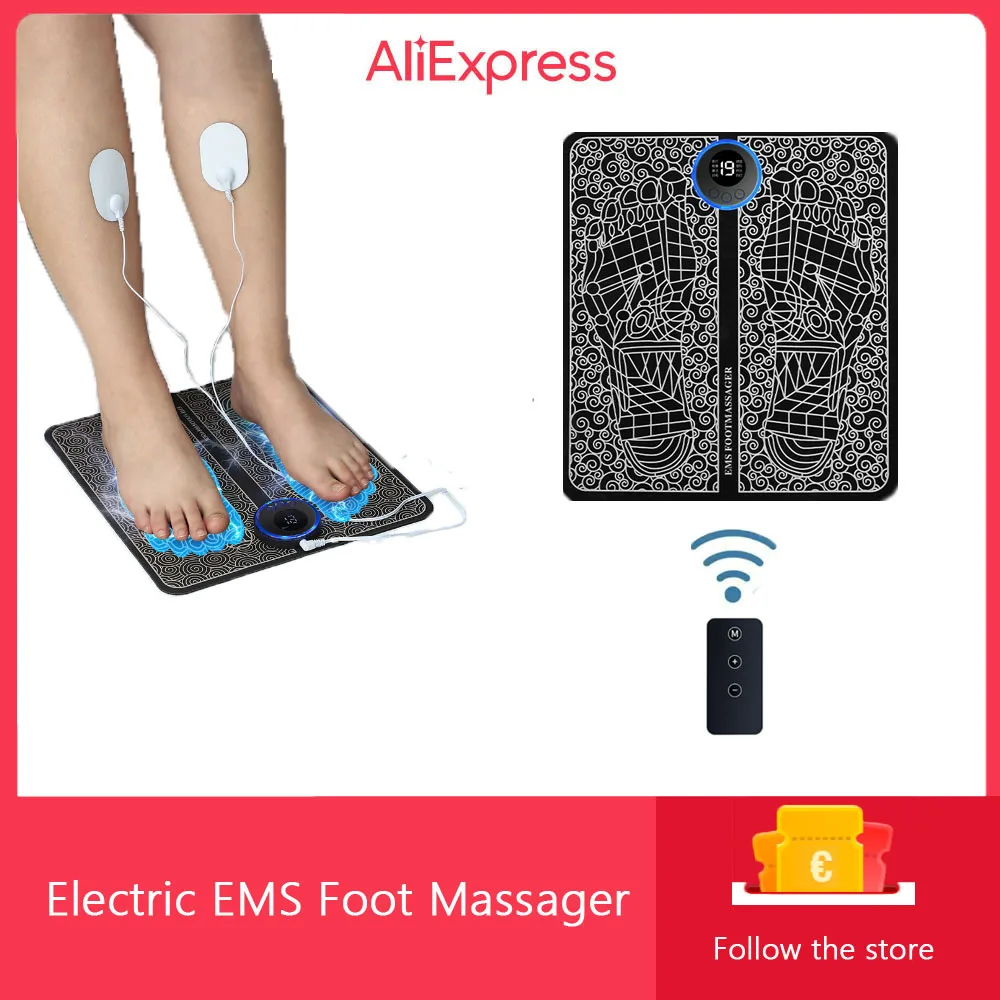 Electric-EMS-Foot-Massager-Pad-TENS-Pulse-Acupuncture-Physiotherapy-Mat ...
