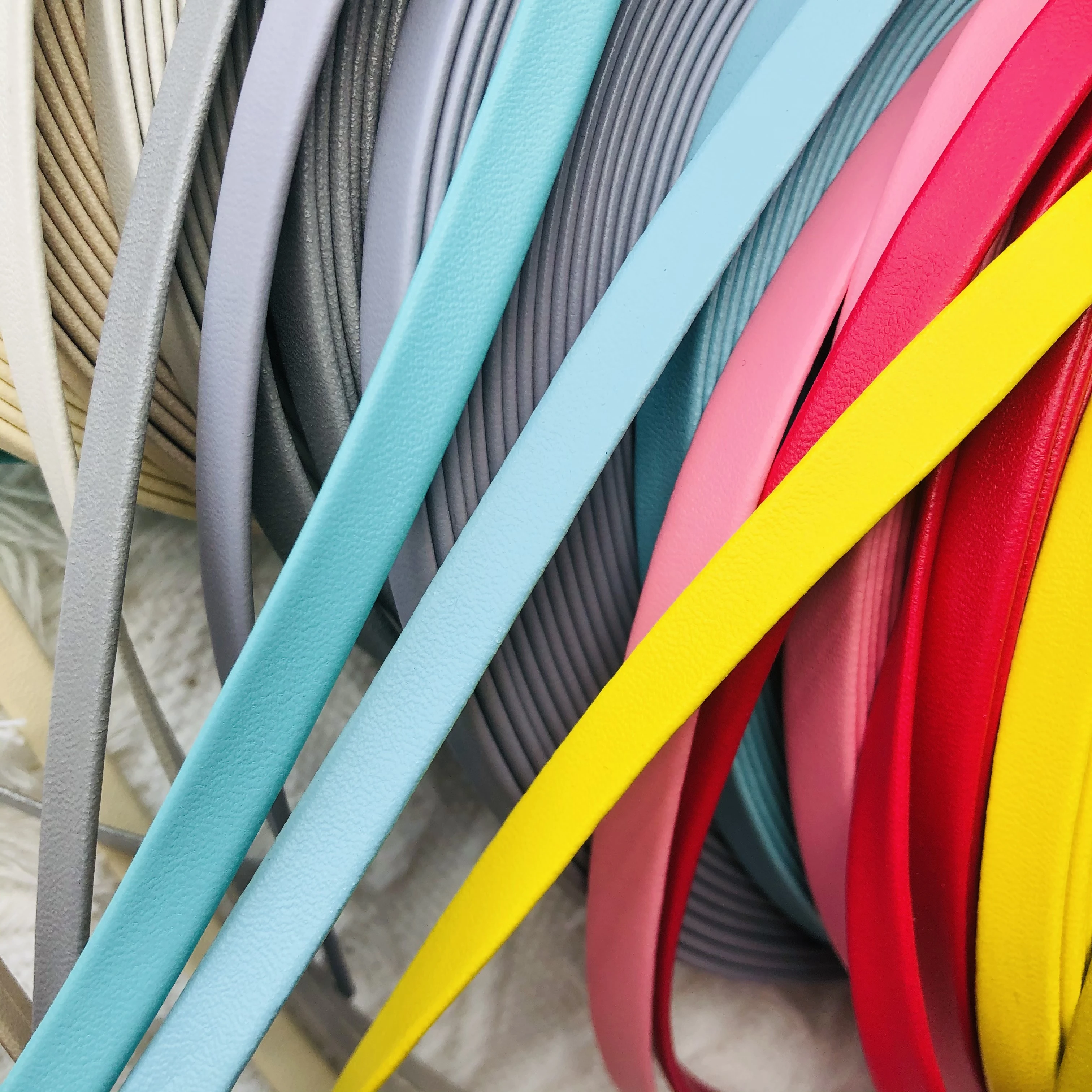 5mm 7mm 10mm 16mm Handmade Material Pink Blue Grey Beige Flat Pu ...