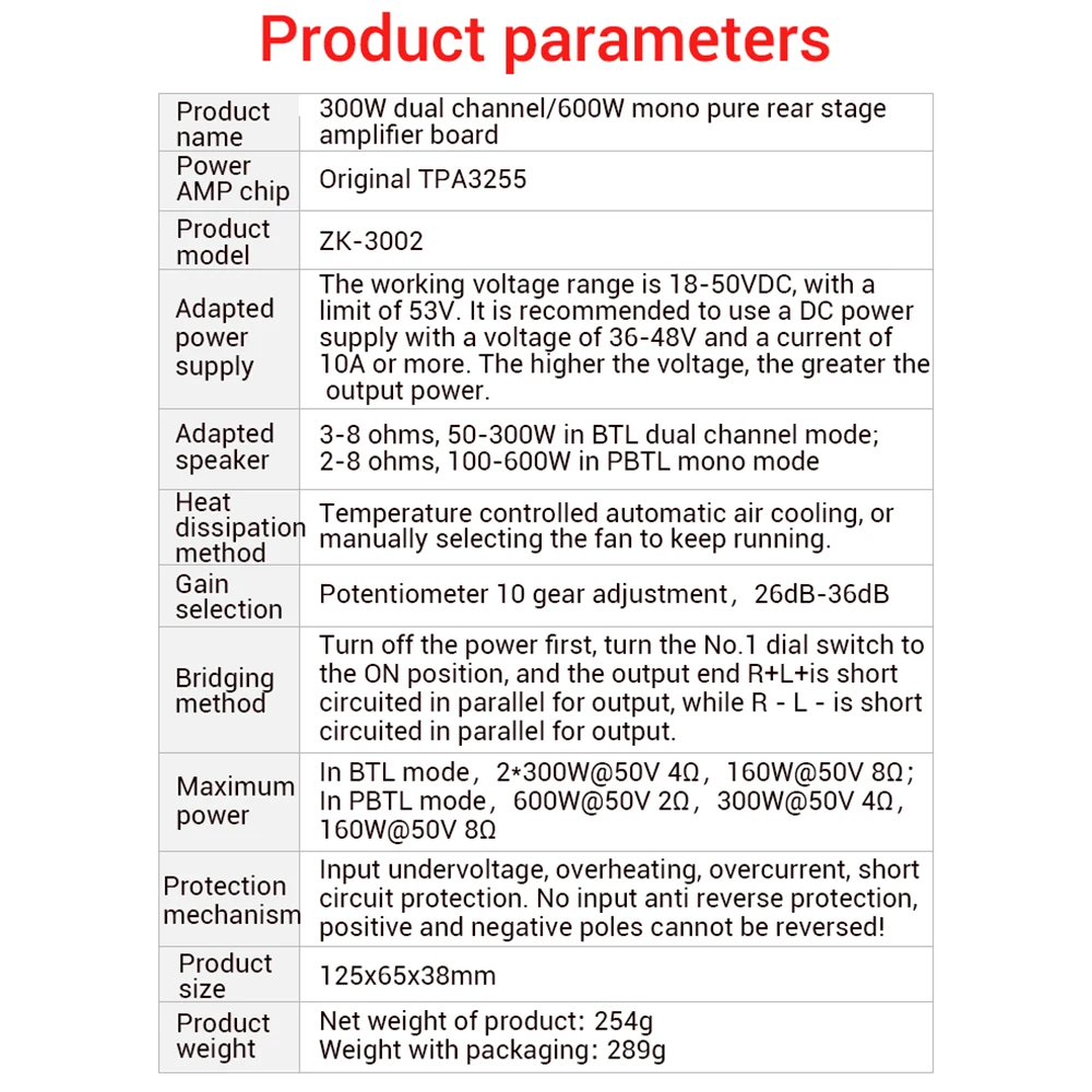 Generic ZK-3002 TPA3255 Pure Rear Level Dial Amplifier Board Stereo ...
