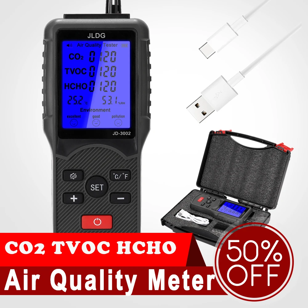 Carbon Dioxide Tester CO2 Detector Air Quality Detector TVOC Meter ...