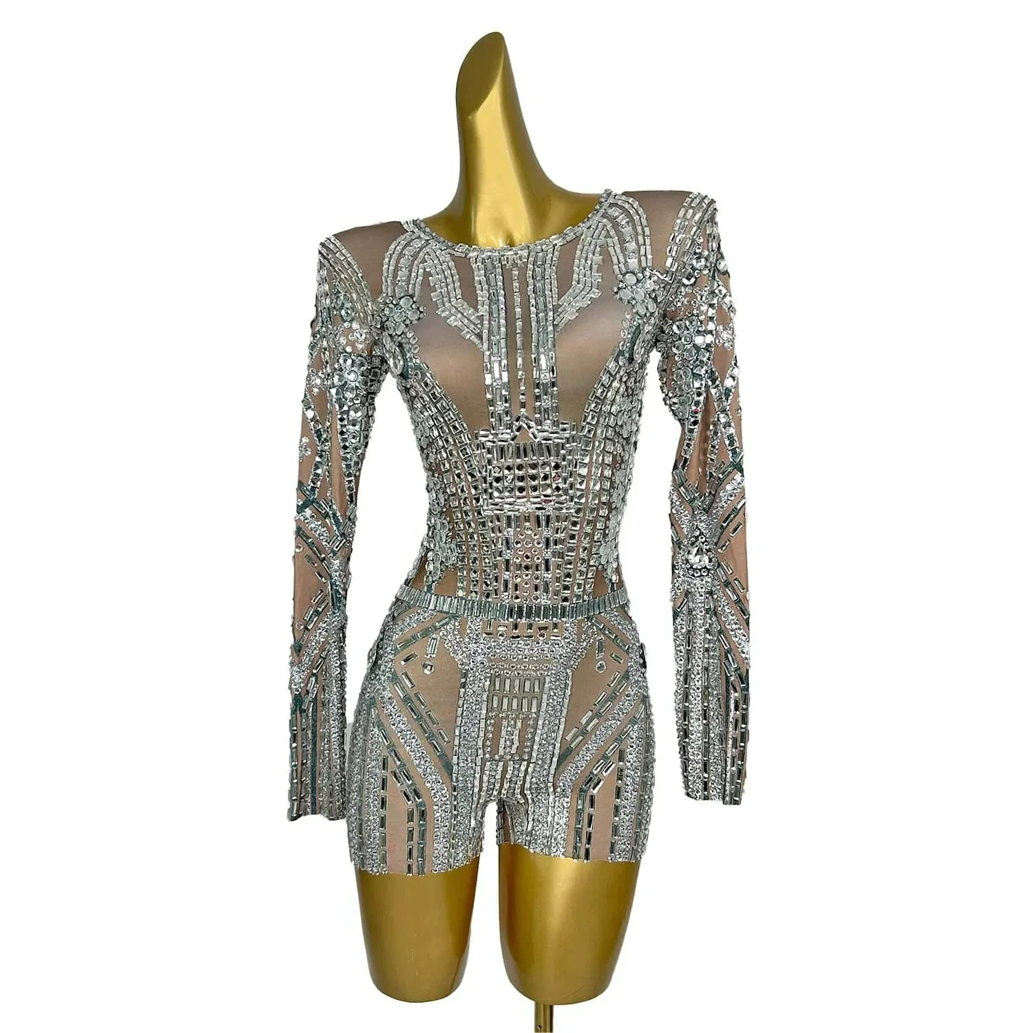 Sparkle-Silver-Rhinestone-Rompers-Women-Jumpsuit-Evening-Party-Night ...