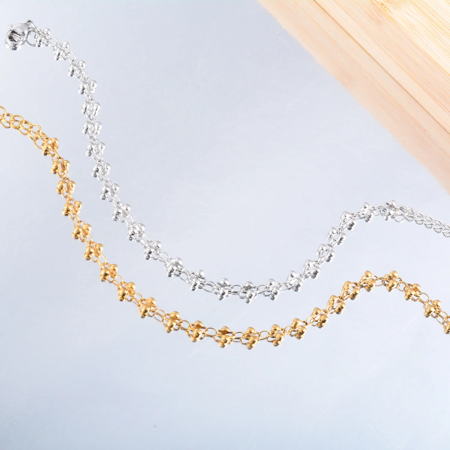 Flower-Shape-Stainless-Steel-Bracelet-Gold-And-Sliver-Color-Cross ...