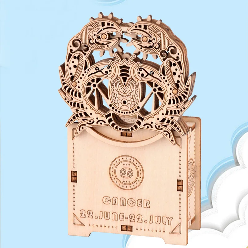 Cancer Constellation Clockwork Music Box DIY Puzzle Wooden Carved ...