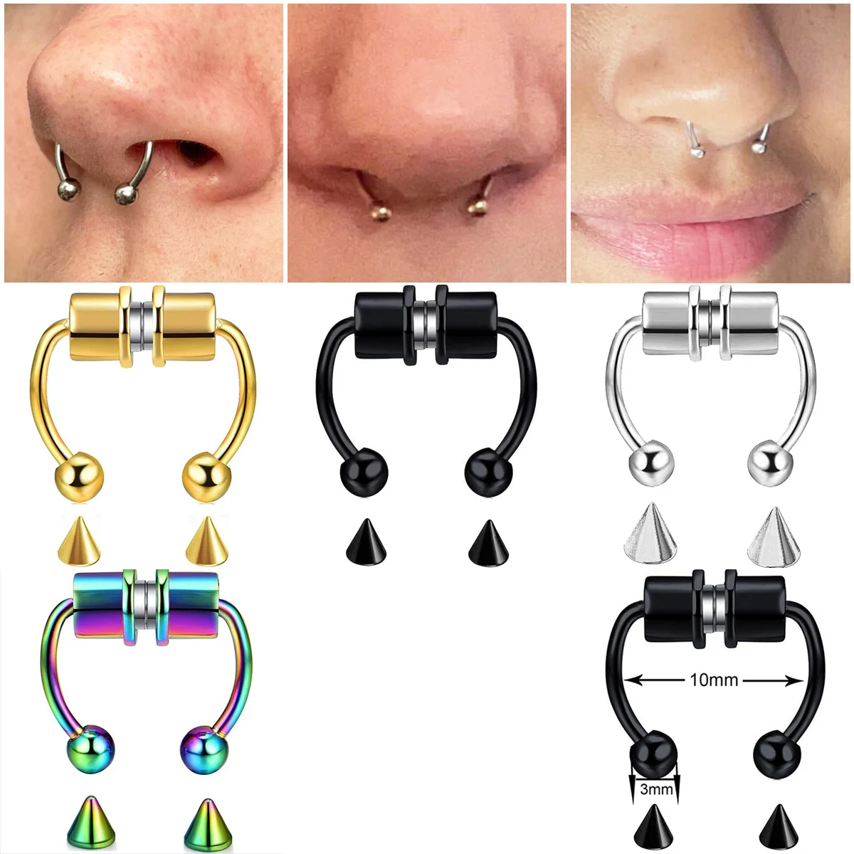 Edelstahl Magnet Gefalschte Piercing Nase Ring Gefalschte Septum Piercing Nase Clip Mode Schmuck Fur Frauen Manner Madchen Geschenk AliExpress