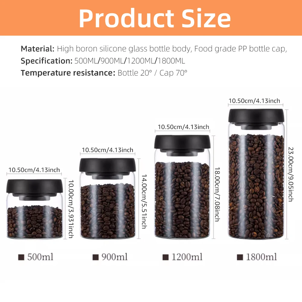 Coffee-Beans-Vacuum-Sealed-Tank-Transparent-Glass-Food-Storage-Jars ...